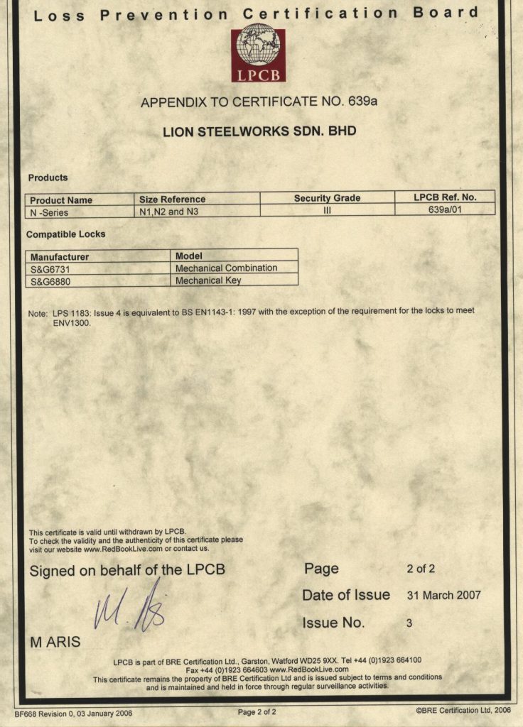 Certificates – Lion Steelworks